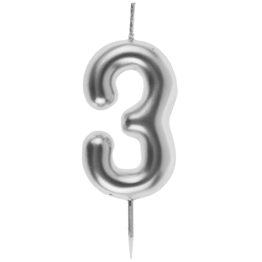 CHANDELLE CHIFFRE 3 ARGENT
